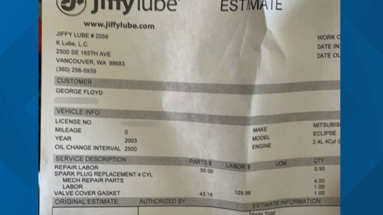 Biracial Teen Labeled 'George Floyd' On Jiffy Lube Service Invoice ...