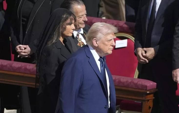 Trump at Pope Francis Funeral Sparks Outrage Over Blue Suit